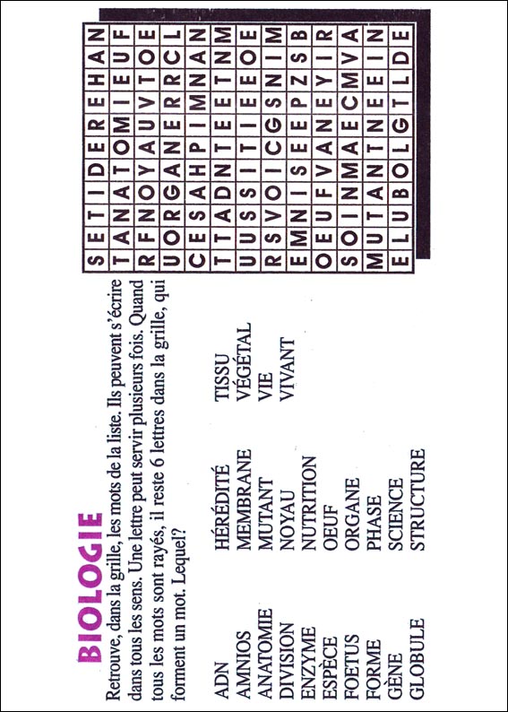 jeu du mot mystère Récré kids