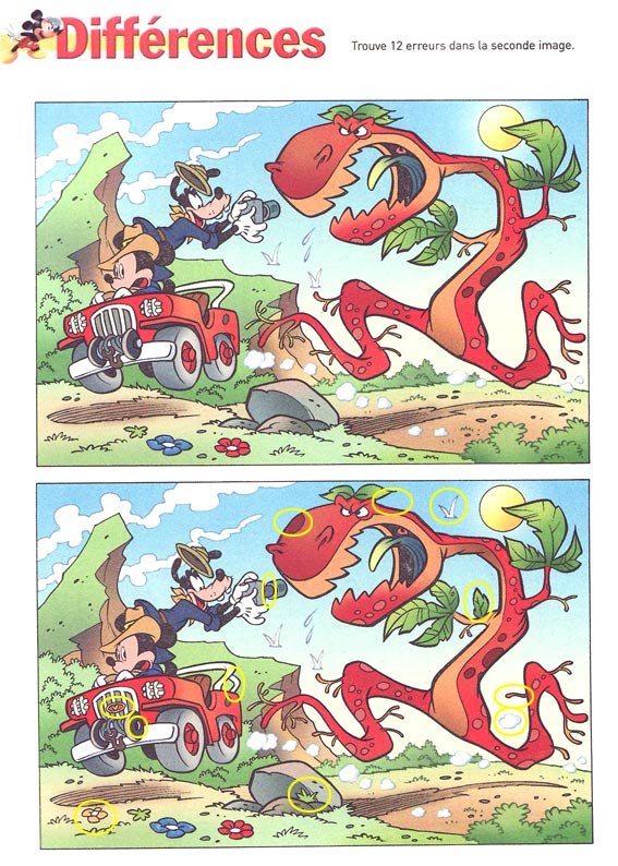 Solution au jeu des différences Récré kids