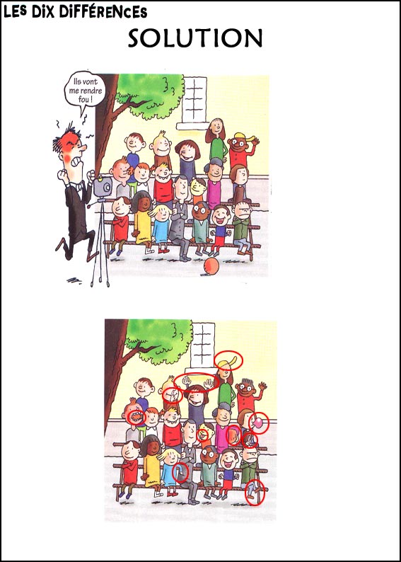 Solution au jeu des différences Récré kids