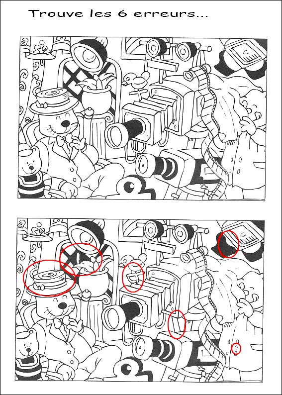 Solution au jeu des différences Récré kids