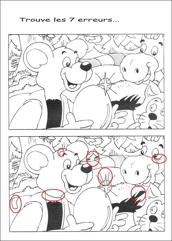 Solution au jeu des différences Récré kids